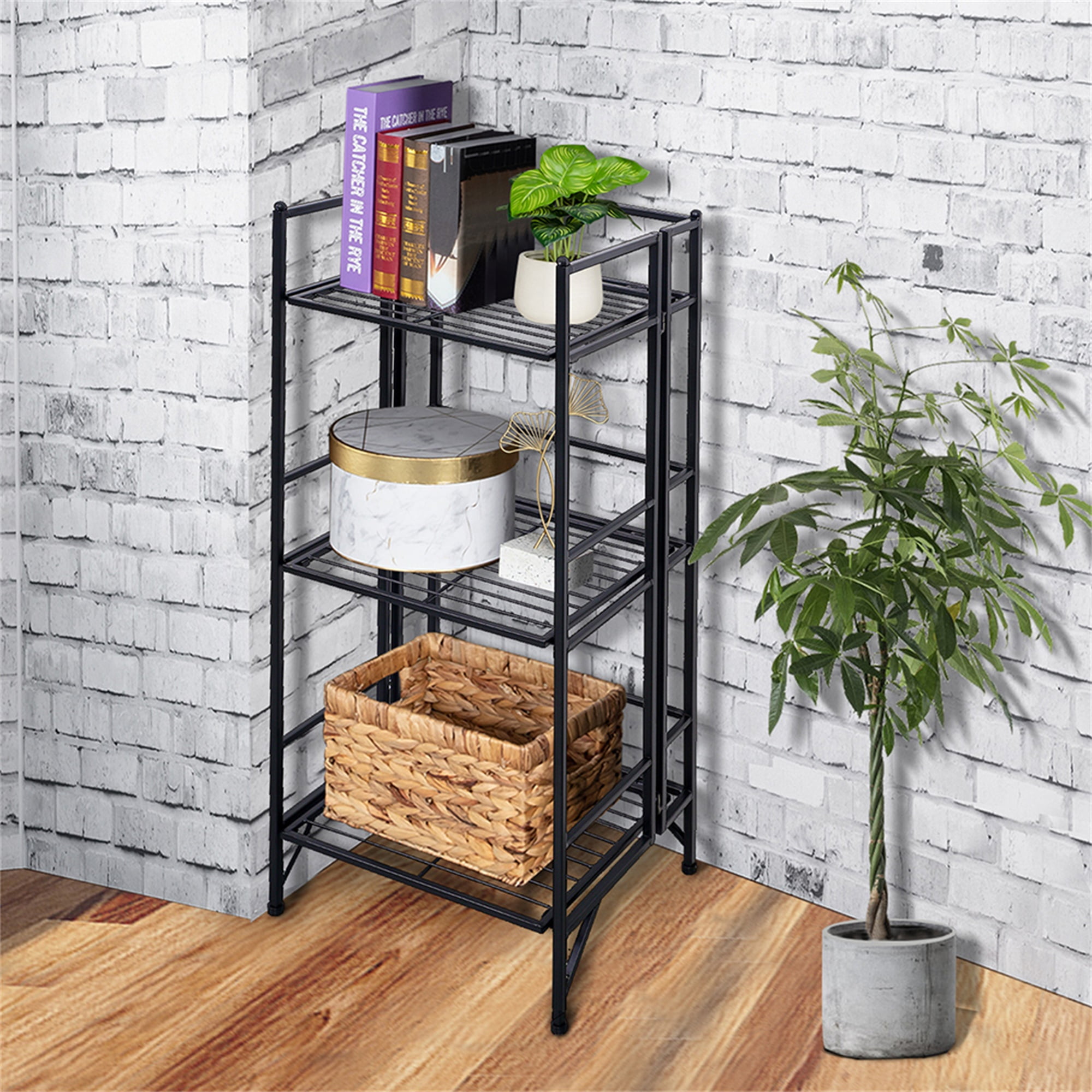 Spaco 3 Tier Foldable Storage Shelves, Expandable Folding Shelf ...