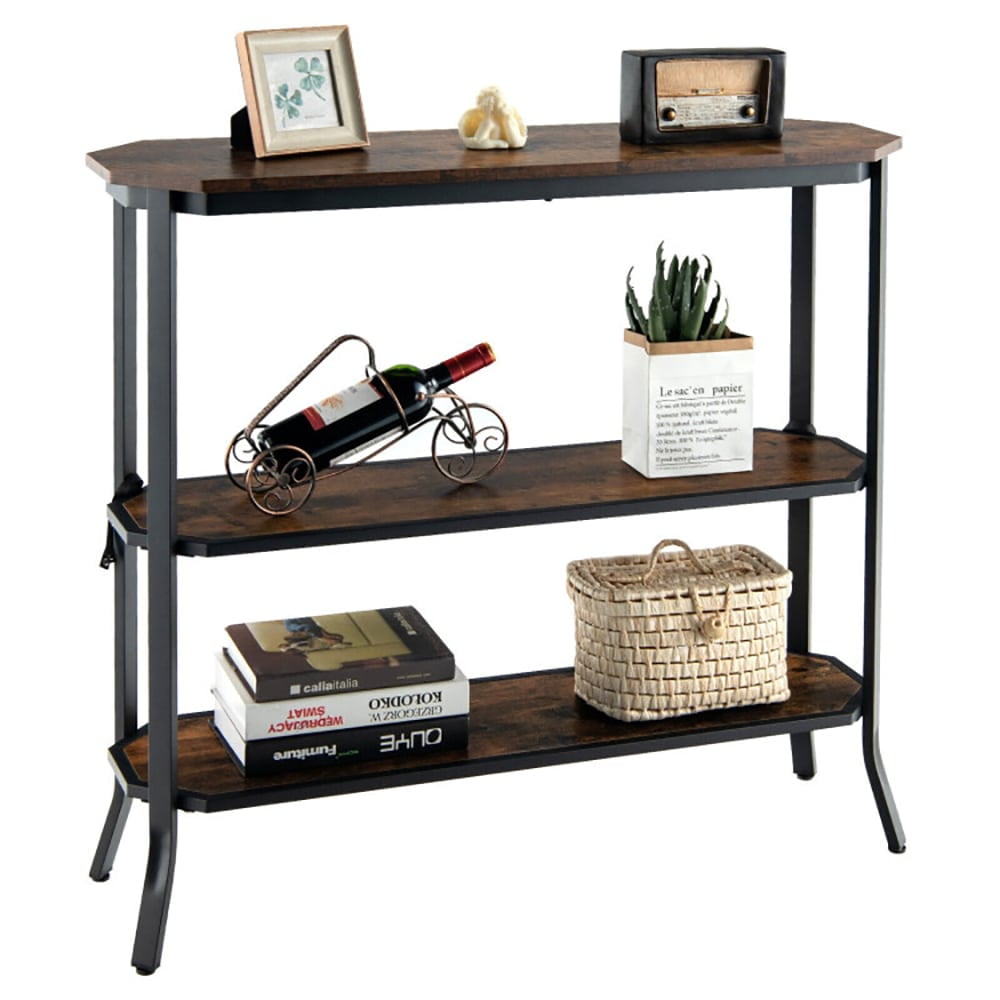 Spaco 3-Tier Steel Frame Entryway Sofa Console Table for Hallway and ...
