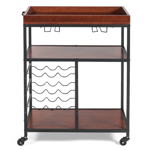 Spaco 3 Tiers Storage Bar Serving Cart with Wine Rack, Kitchen Storage ...
