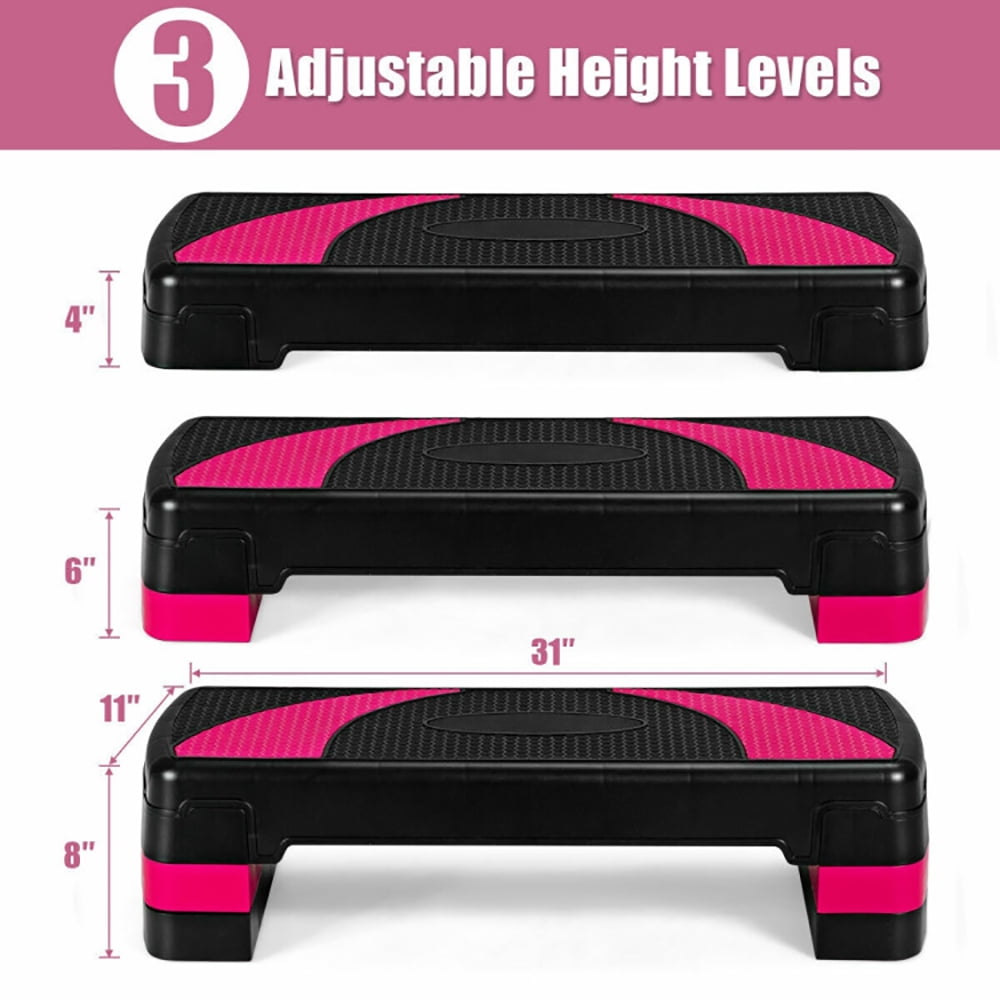 Spaco 31 Inch Adjustable Exercise Aerobic Stepper with Non-Slip Pads ...
