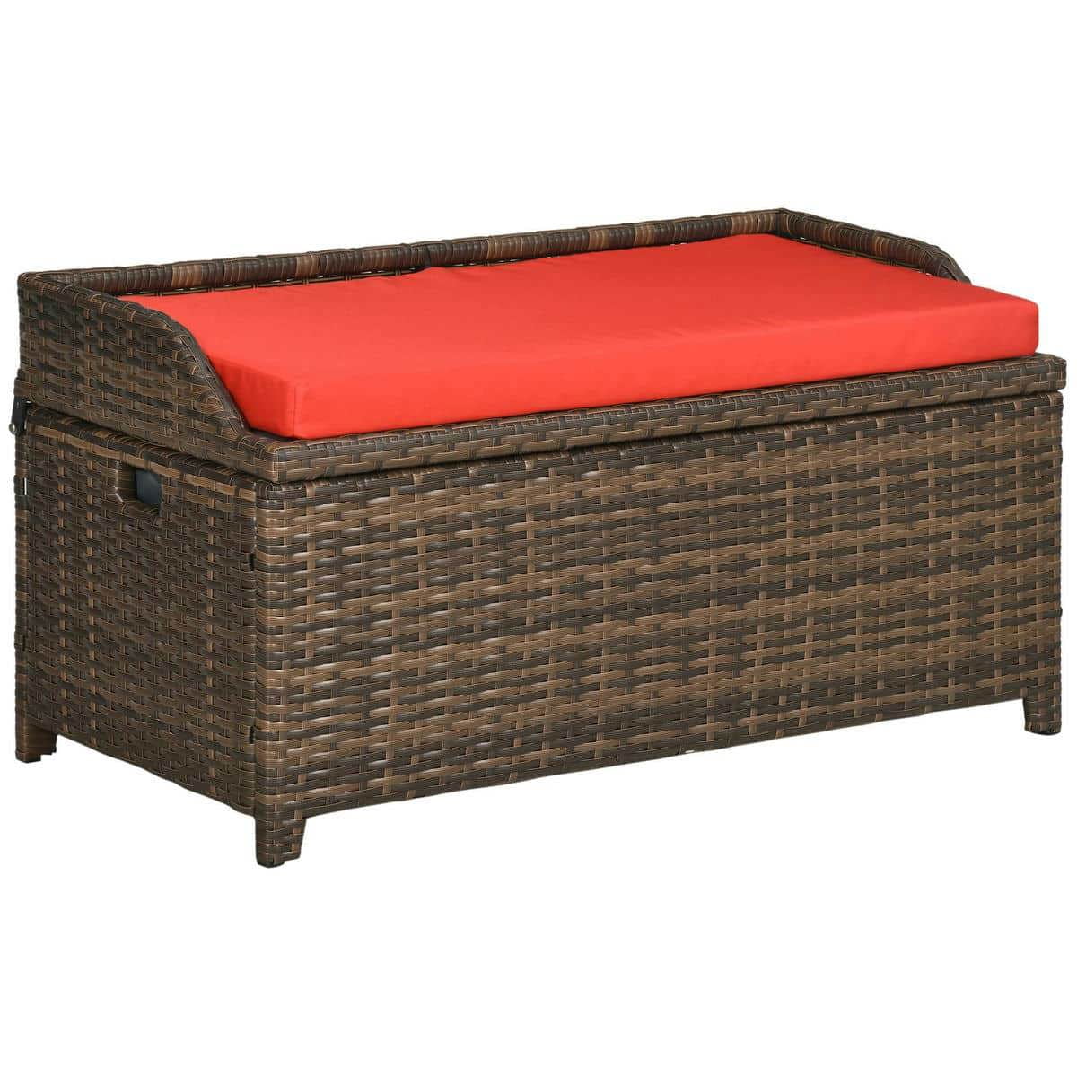 Spaco 34 Gallon Wicker Storage Bench Deck Box with Interior Waterproof ...