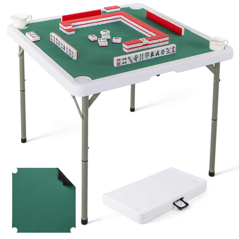 Spaco 35 Inch 4 Player Game Card Folding Mahjong Table with Cup Holders ...