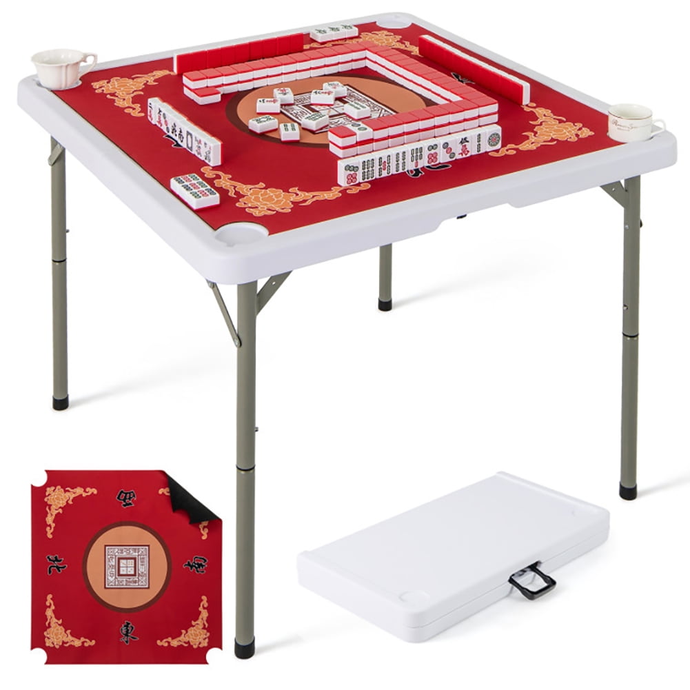 Spaco 35 Inch 4 Player Game Card Folding Mahjong Table with Cup Holders ...