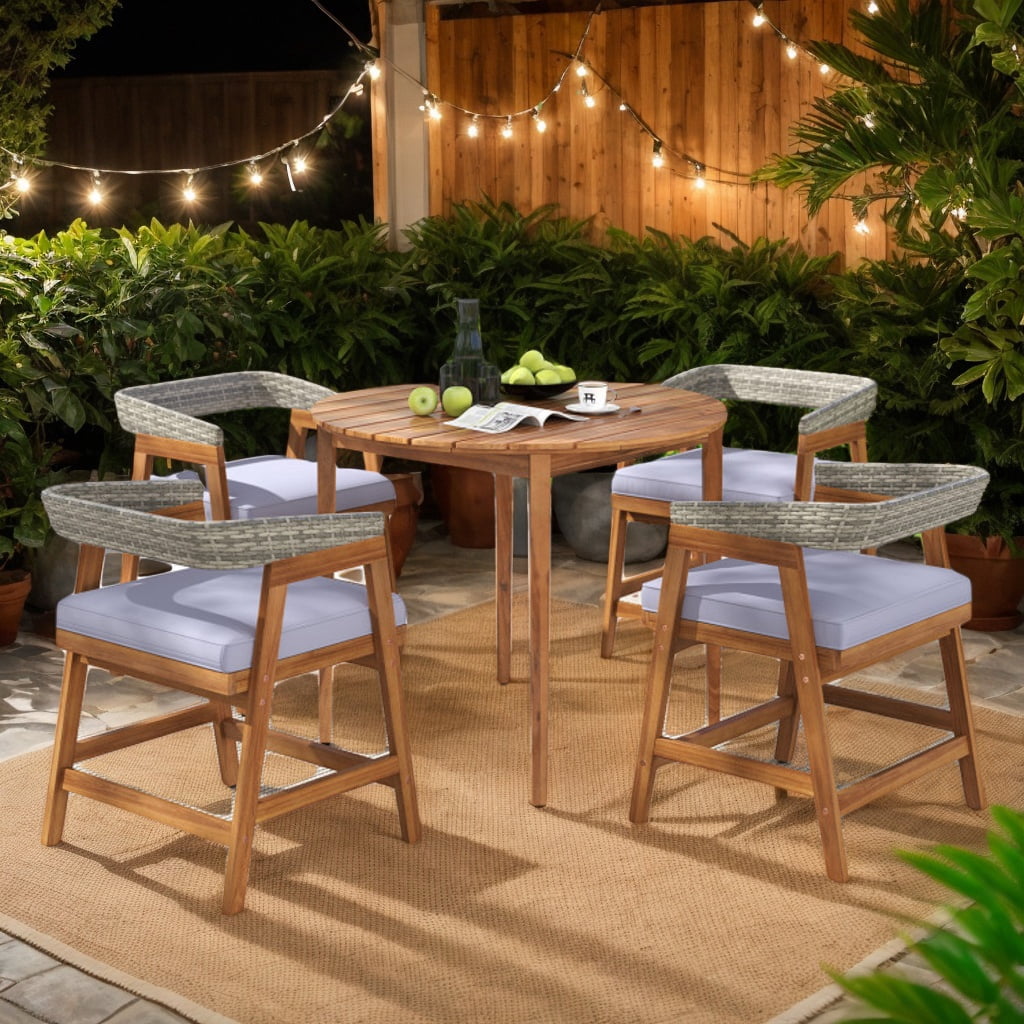 Spaco 36 inch Acacia Wood Round Outdoor Dining Table for 4 People ...