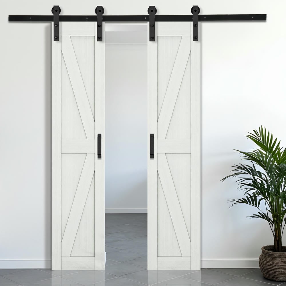 Spaco 36 inch x 84 inch Sliding Double Barn Door with 7FT Barn Door ...