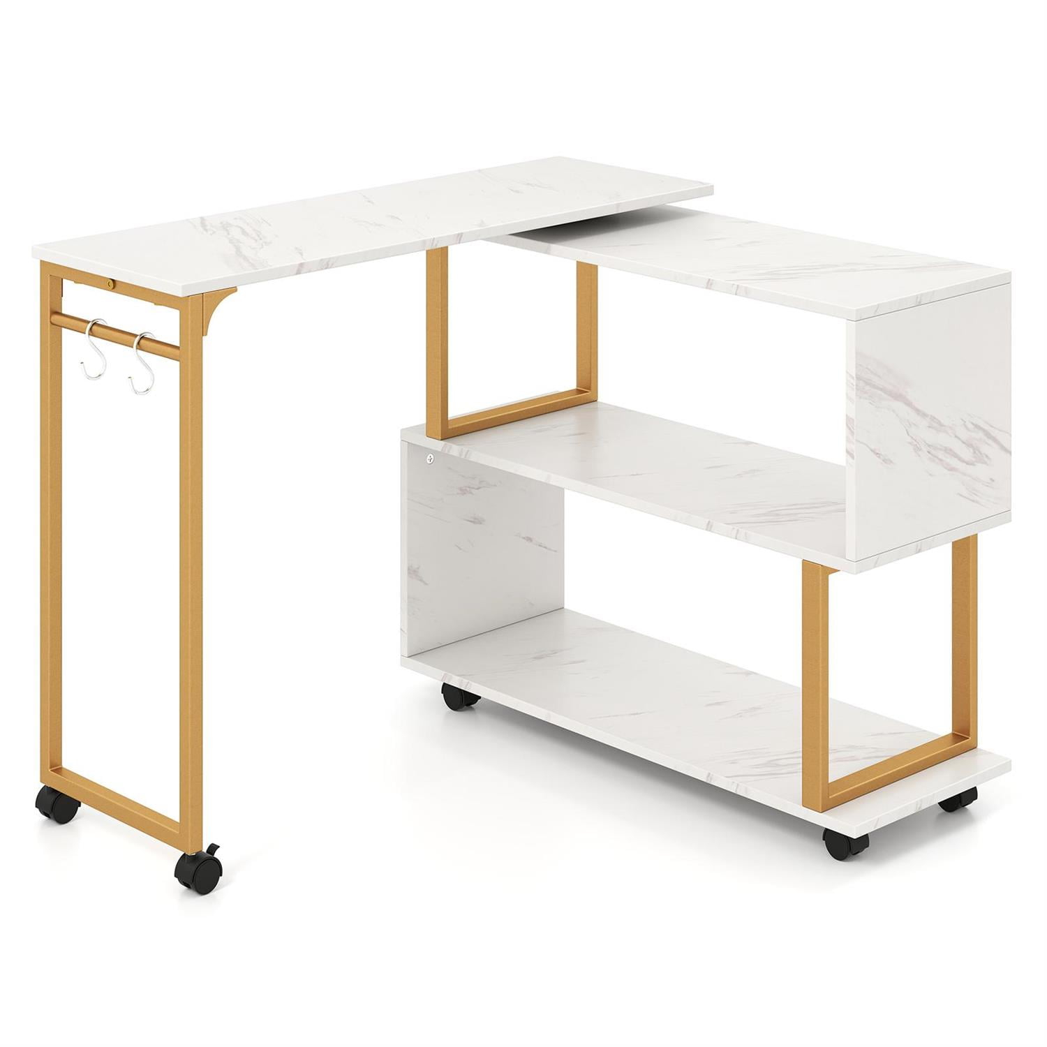 Spaco 360° Rotating Sofa Side Table, S-Shaped Storage Shelf, Faux ...