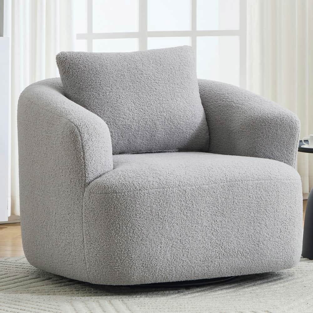 Spaco 360° Swivel Round Upholstered Comfy Chair, Single Sofa with One ...