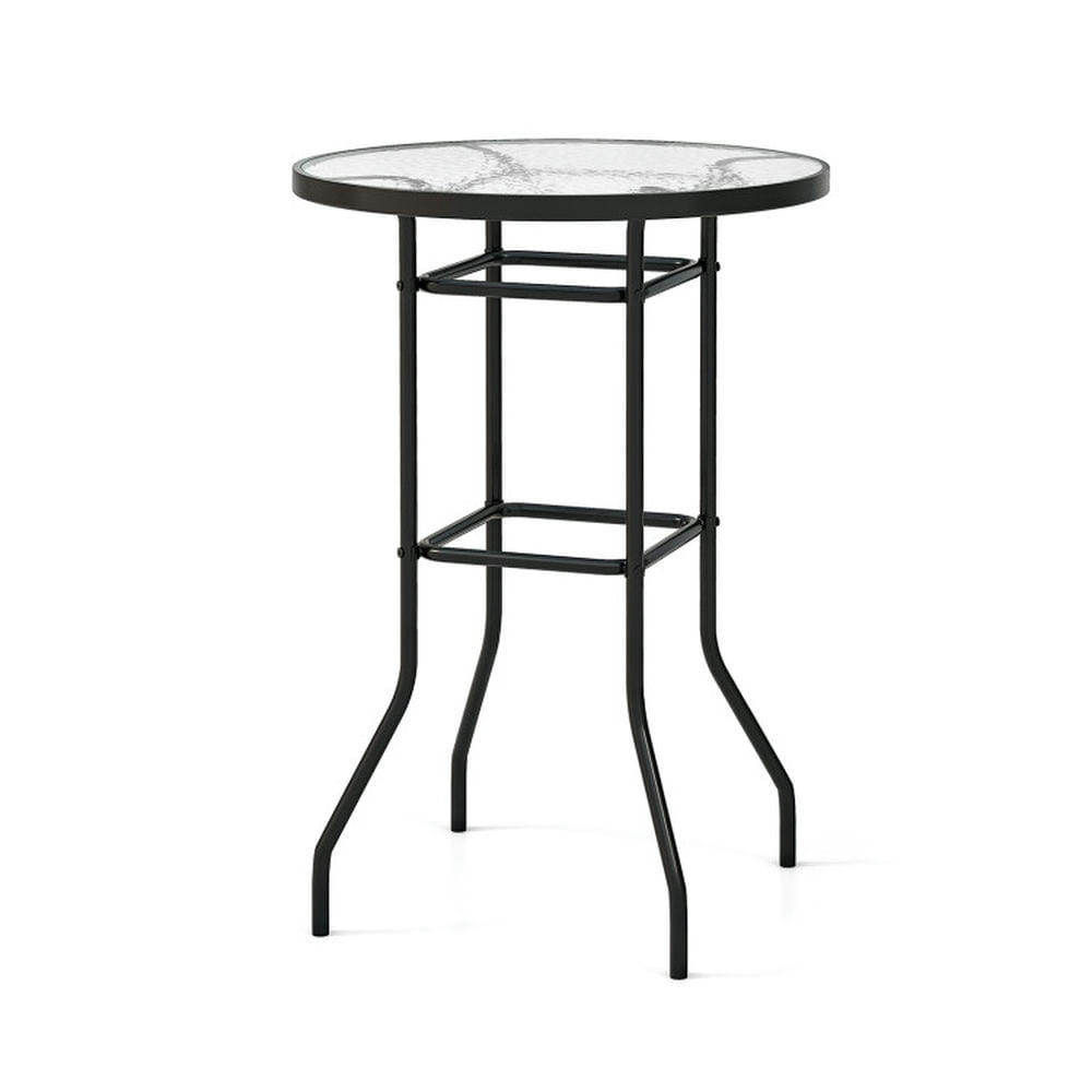 Spaco 38 Inch Patio Bar Table with Tempered Glass Tabletop, Bar Table ...