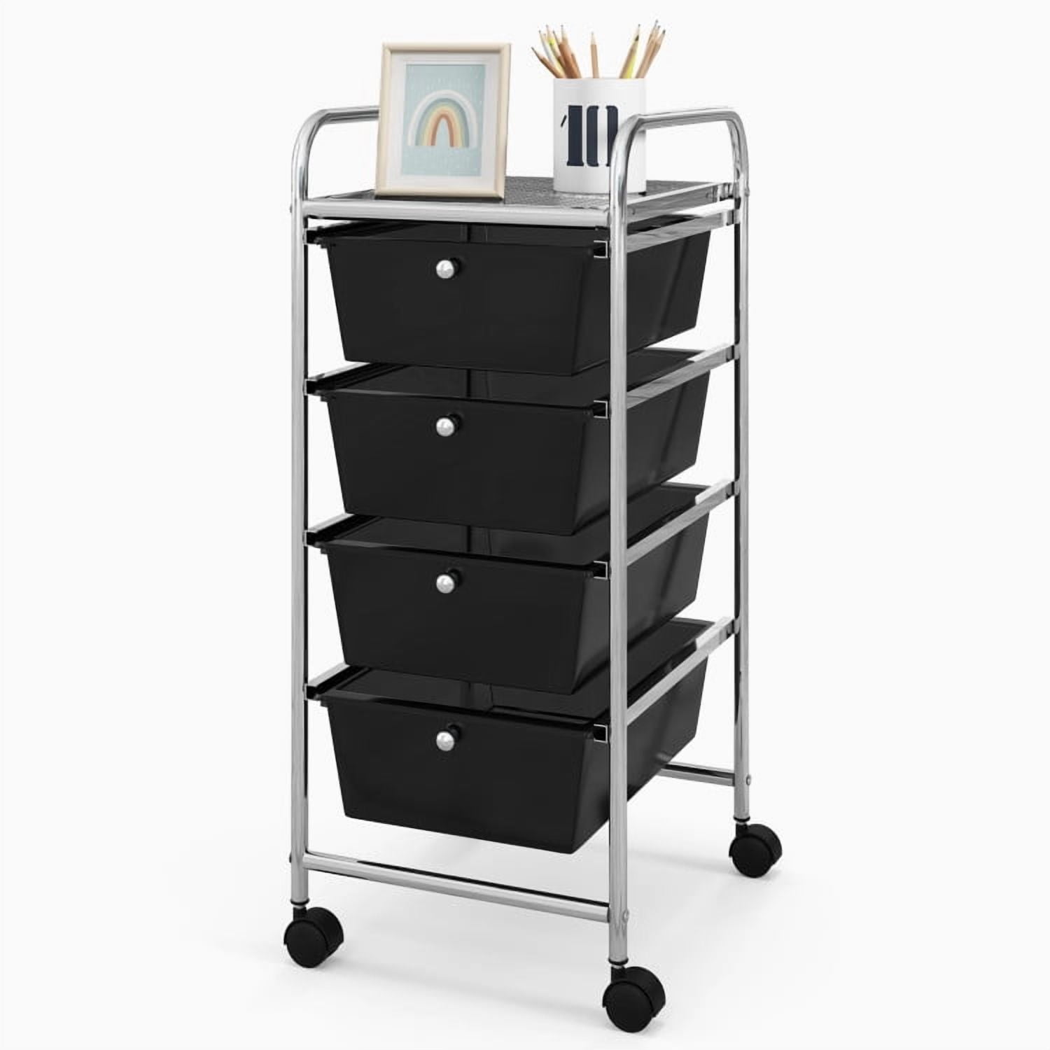 Spaco 4-Drawer Cart Storage Bin Organizer Rolling with Plastic Drawers ...