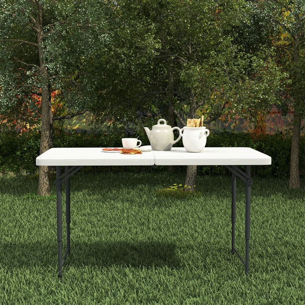 Spaco 4 Feet Plastic Folding Table, Heavy Duty Portable Table with ...