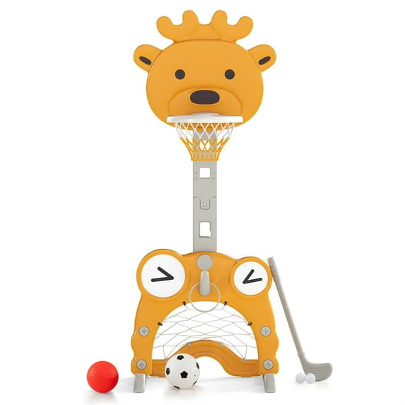 Spaco 4-In-1 Toddler Basketball Hoop, 4-Gear Height, Quiet Backboard ...