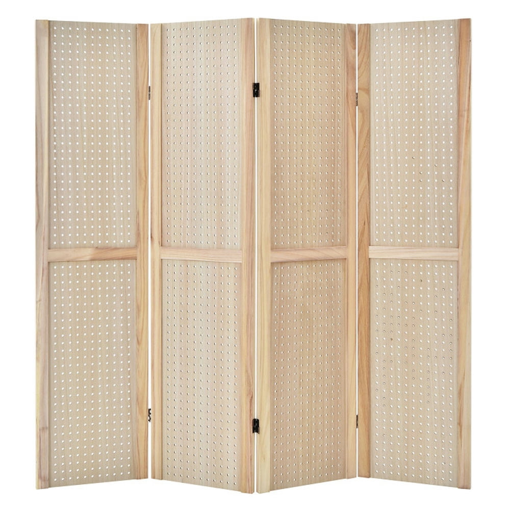Spaco 4-Panel Pegboard Display 5 Feet Tall Folding Privacy Screen ...