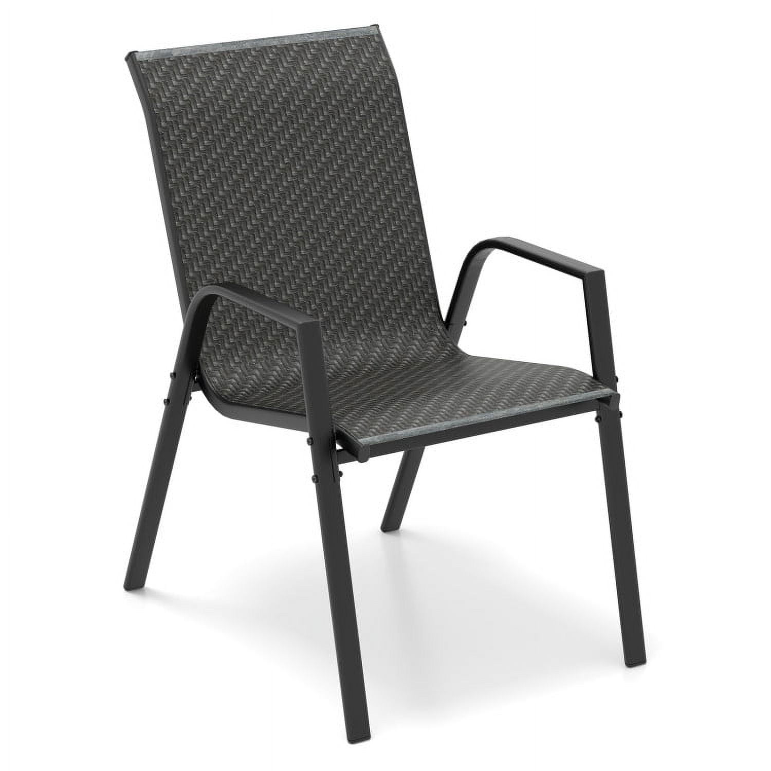 Spaco 4 Piece Patio Rattan Dining Chairs with Wicker Woven Seat and ...