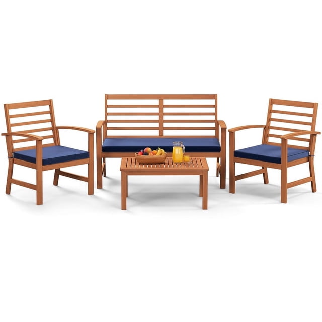 Spaco 4 Pieces Outdoor Furniture Set, Deluxe Outdoor Patio with Stable ...