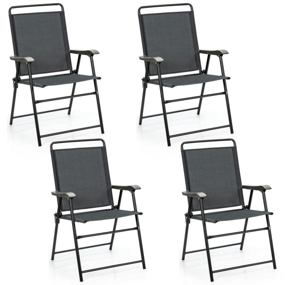 Spaco 4 Pieces Portable Outdoor Folding Chair with Armrest, Foldable ...