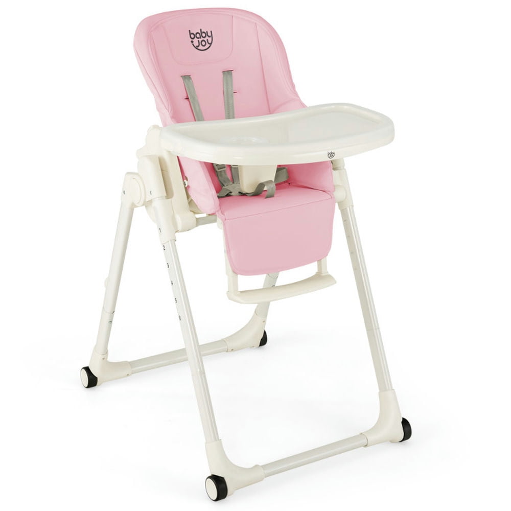 Spaco 4-in-1 Baby High Chair with 6 Adjustable Heights-Pink, Compact ...
