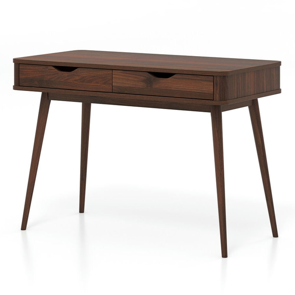 Spaco 43.5 Inch Computer Desk with 2 Drawers for Small Spaces-Walnut ...