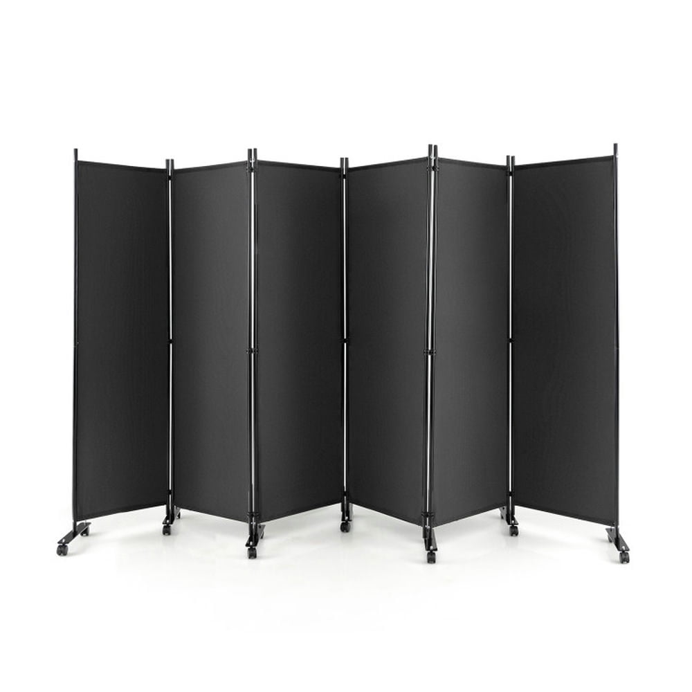 Spaco 5.7 Ft Tall Rolling Room Divider, 6 Panels Room Divider on Wheels ...