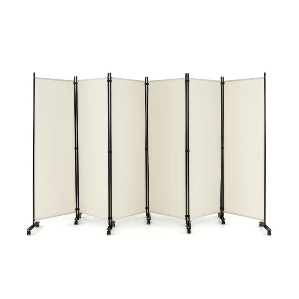 Spaco 5.7 Ft Tall Rolling Room Divider, 6 Panels Room Divider on Wheels ...