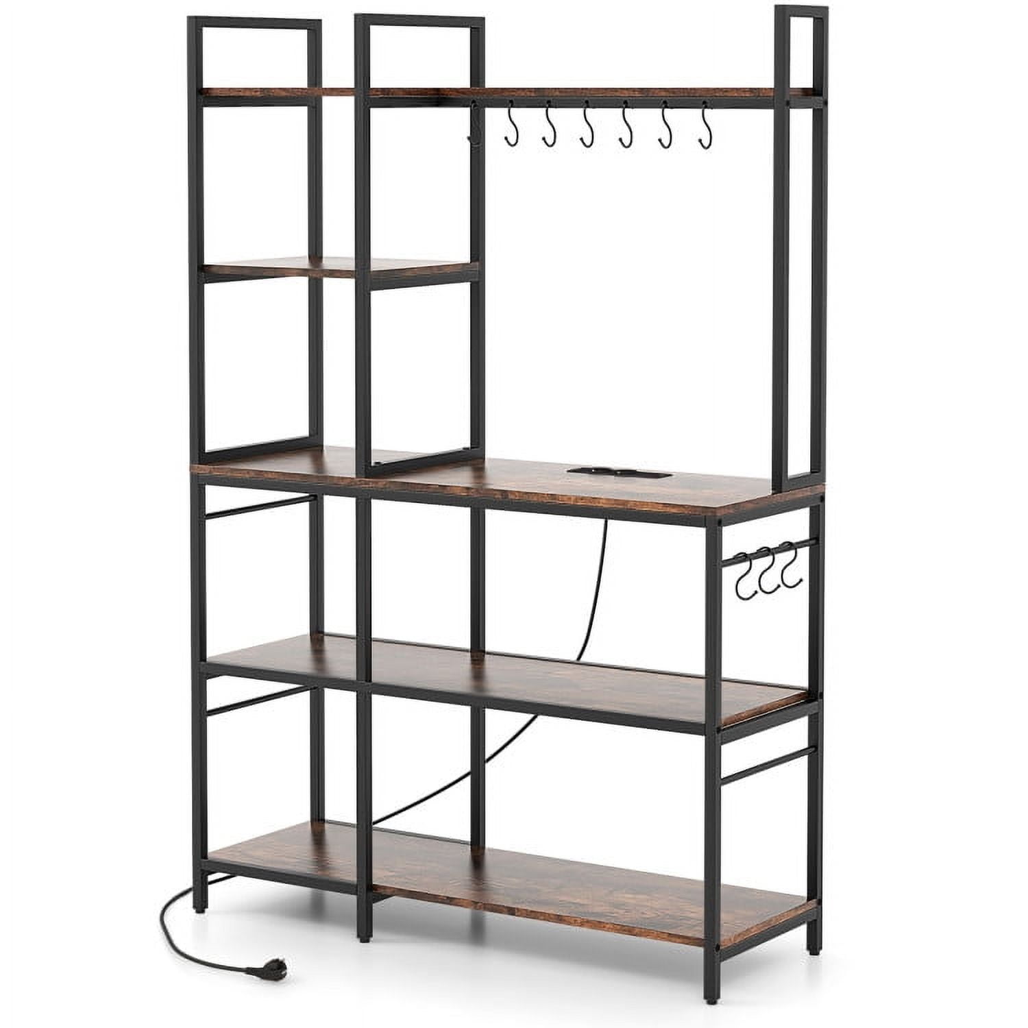 Spaco 5-Tier Bakers Rack with Power Outlets and 10 S-Shaped Hooks ...