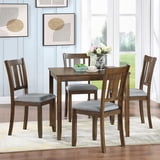Spaco 5-piece Wooden Dining Table Set with 4 Upholstered Chairs, Modern ...