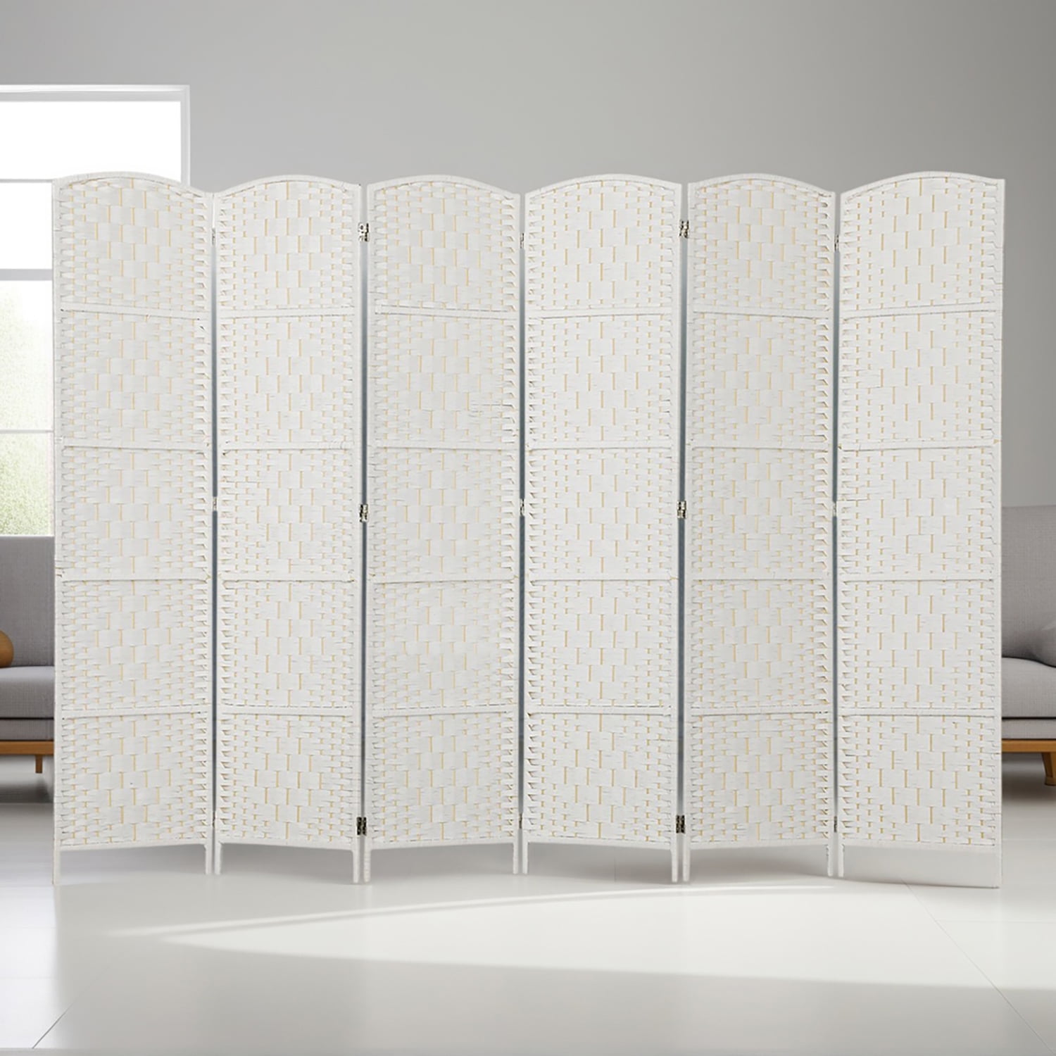 Spaco 6 Panel Folding Privacy Screen, 6FT Tall Portable Weave Partition ...