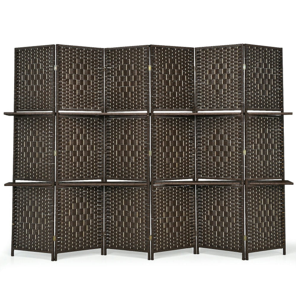 Spaco 6 Panel Folding Weave Fiber Room Divider, Multipurpose Room ...