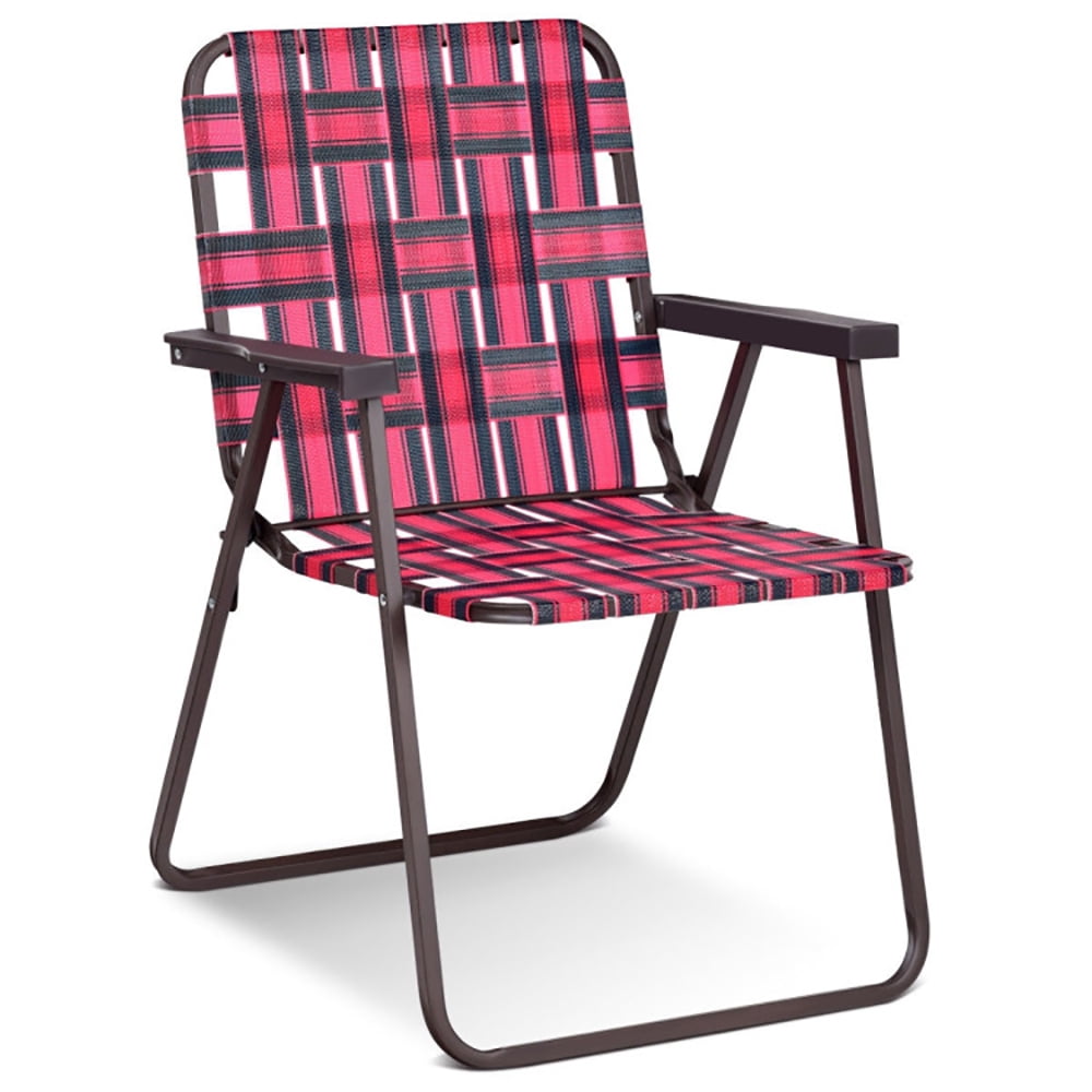 Spaco 6 Pieces Folding Beach Chair Camping Lawn Webbing Chair-Red, High ...