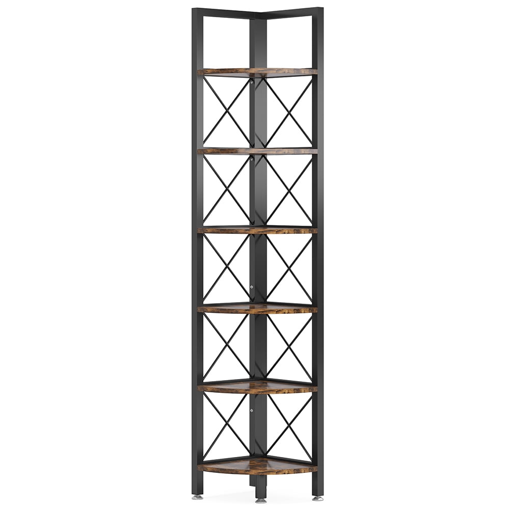 Spaco 6-Tier Corner Shelf Small Bookshelf Storage Rack for Small Space ...