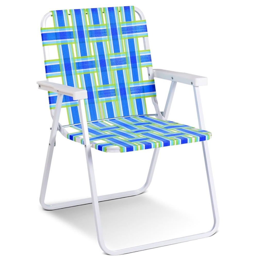 Spaco 6 pcs Folding Beach Chair Camping Lawn Webbing Chair-Blue ...