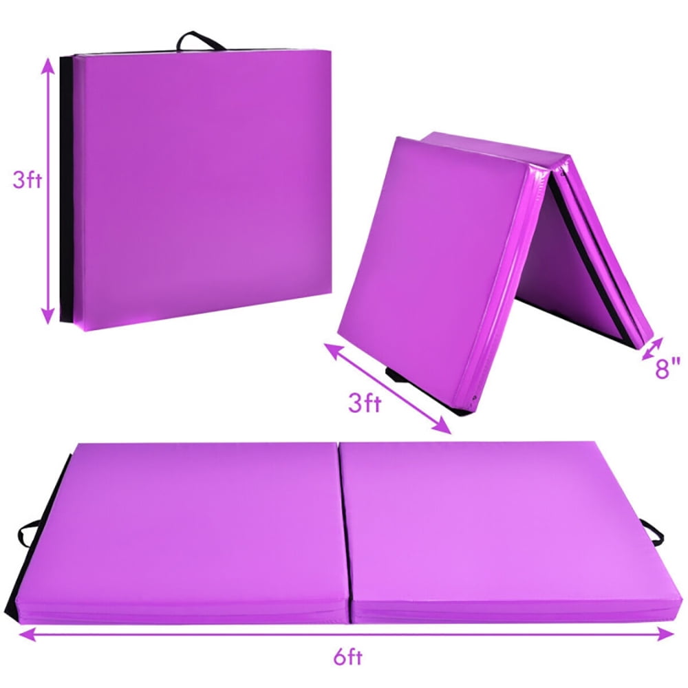 Spaco 6 x 2 Feet Gymnastic Mat with Carrying Handles for Yoga-Purple ...