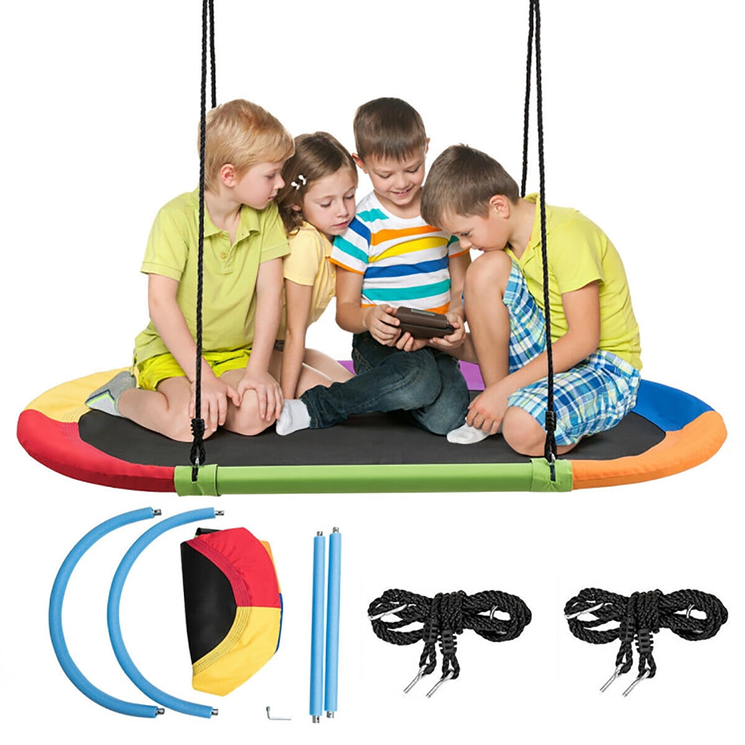 Spaco 60 Inch Saucer Surf Outdoor Adjustable Swing Set-Colorful ...