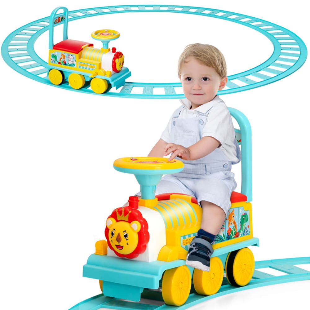 Spaco 6V Electric Kids Ride On Car Toy Train with 16 Pieces Tracks, 2 ...