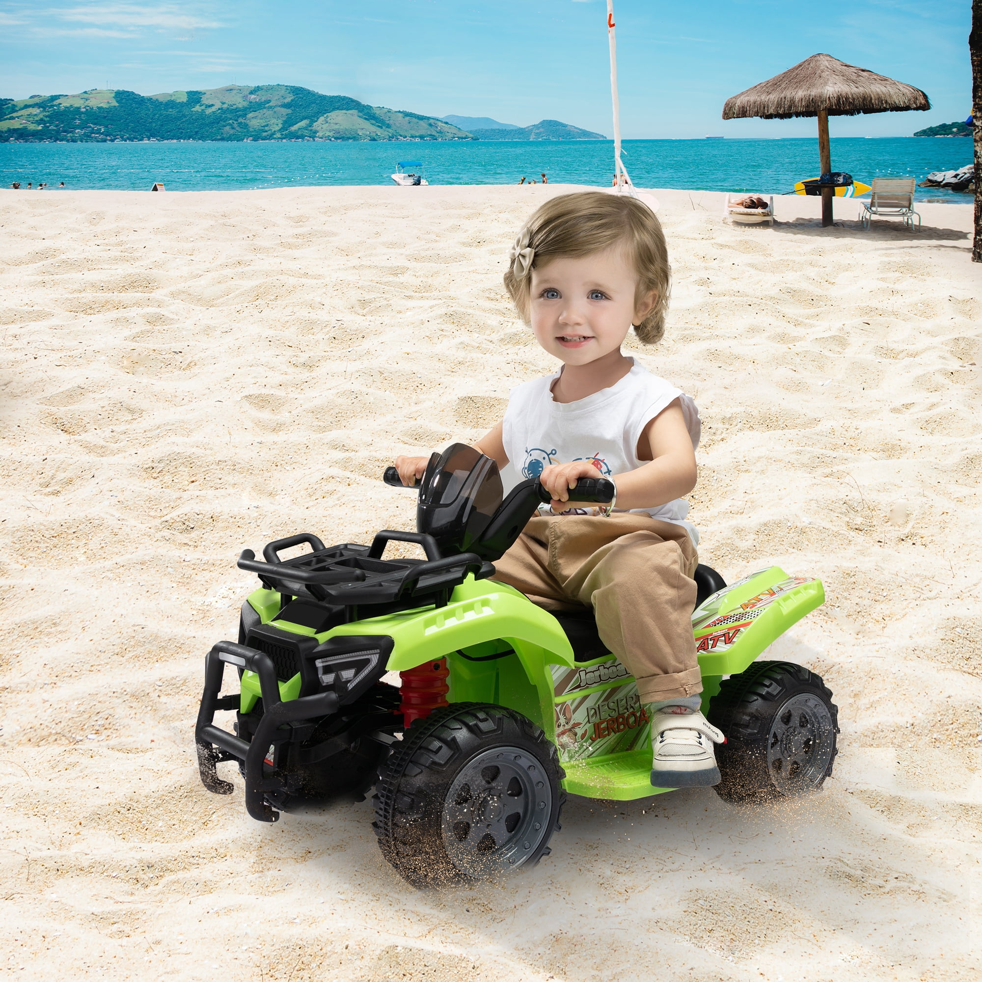 Spaco 6V Kids Ride-On ATV Car, Powered 4-Wheeler Quad w/ Music Horn USB ...