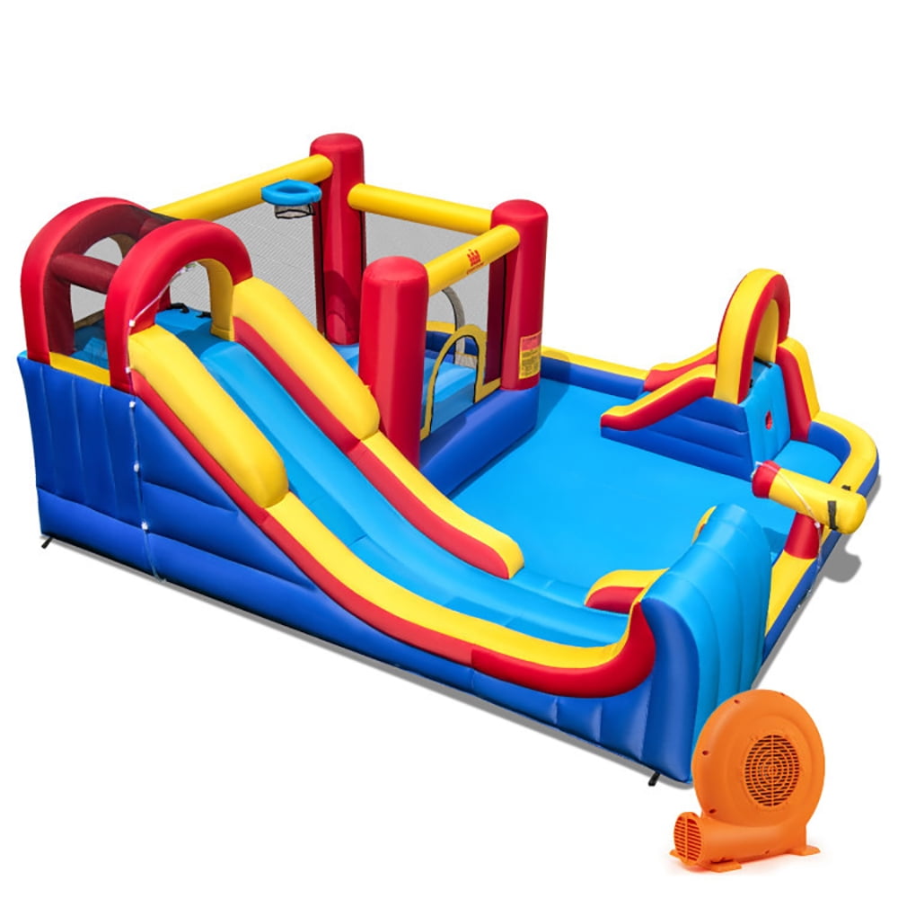 Spaco 7 in 1 Outdoor Inflatable Bounce House with Water Slides and ...