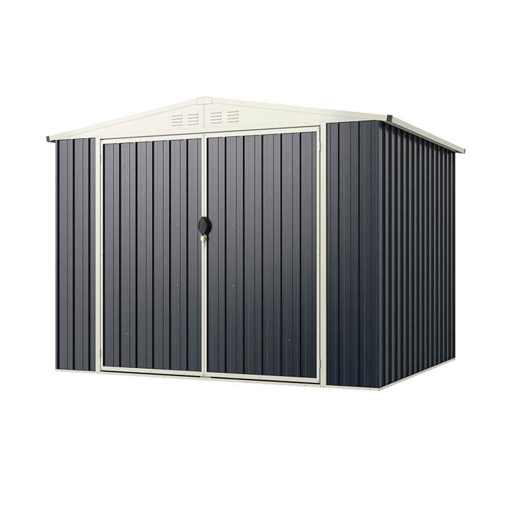 Spaco 7.5 x 6.3 FT Metal Outdoor Storage Shed with Lockable Door ...