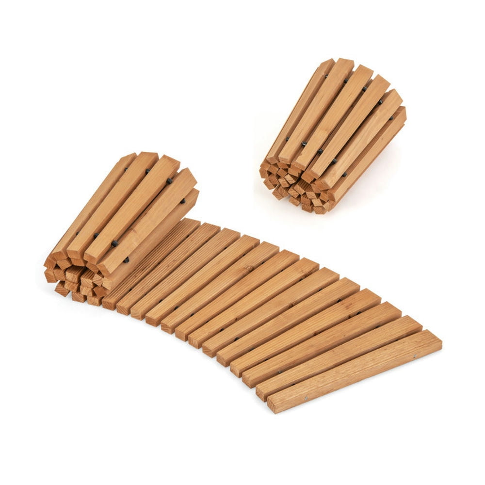 Spaco 7 Feet Wooden Garden Pathway, Roll Out Curved Fir Wood Walkway ...