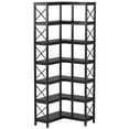 Spaco 7-Tier Corner Bookshelf Corner Bookcase Storage Display Rack ...