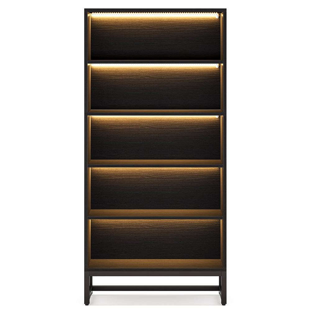 Spaco 70.8" Bookcase, Large Bookshelf Organizer with 5-Tier Storage ...