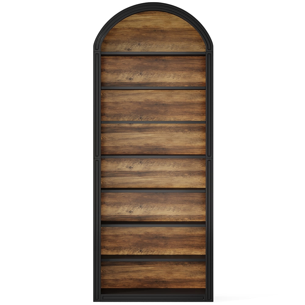 Spaco 78.7" Bookshelf, Wooden Arched Bookcase Display Shelving Unit ...