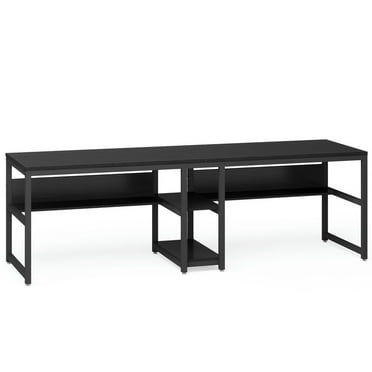 Tribesigns 90.55'' Double Desk for 2, Storage Shelves, Extra Long ...