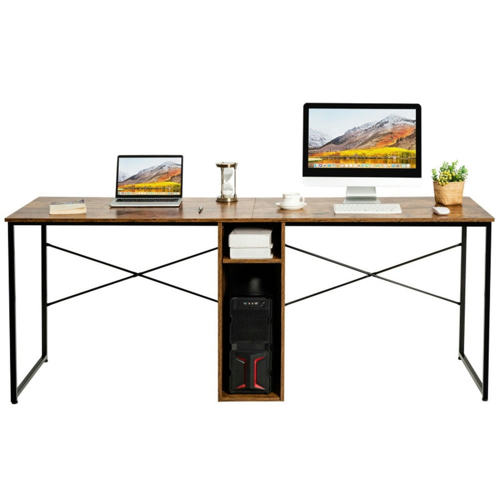 Spaco 79 Inches Multifunctional Office Desk for 2 Person with Storage ...