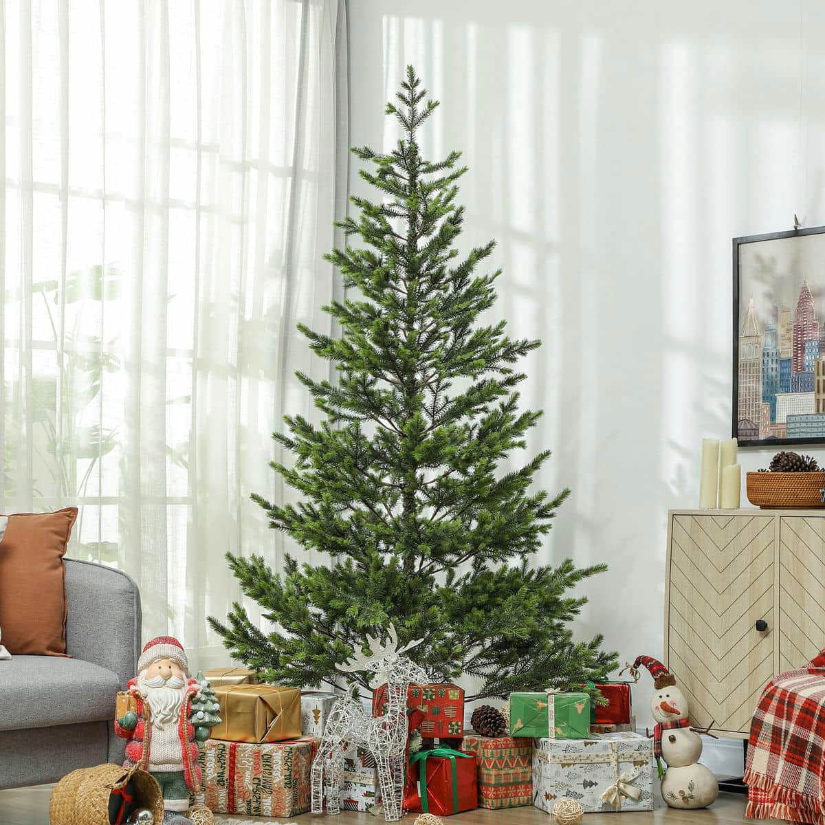 Spaco 7ft Artificial Sparse Christmas Tree with Steel Stand and 2901 ...