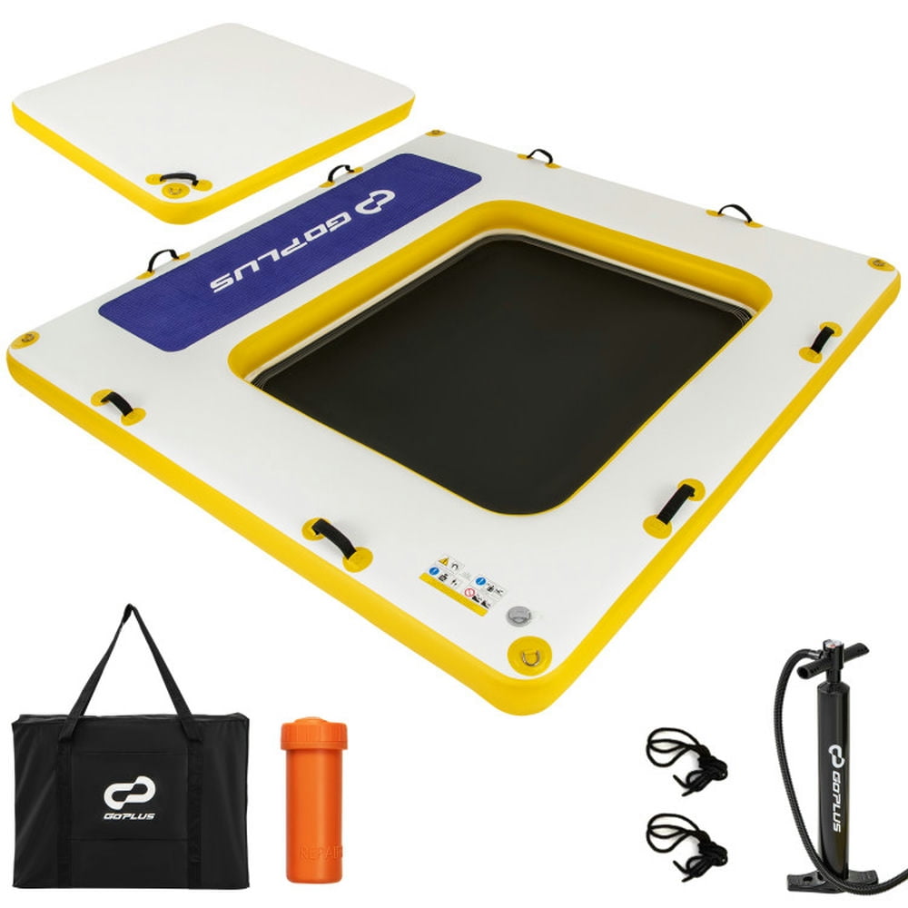 Spaco 8 ft x 8 ft Inflatable Dock Platform with Mesh Swim Lounge ...