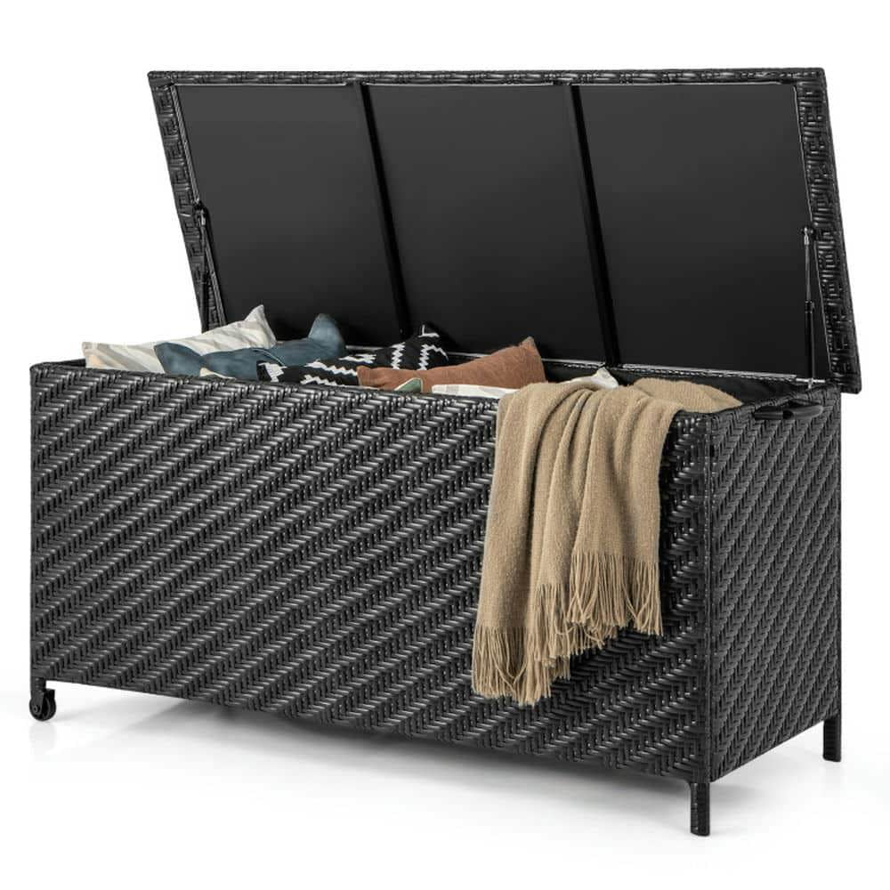 Spaco 85 Gallon Outdoor Storage Box with Removable Liner and Universal ...