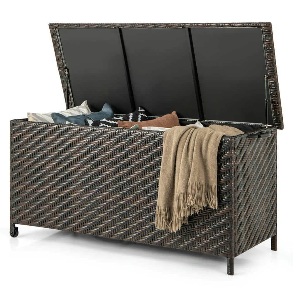 Spaco 85 Gallon Outdoor Storage Box with Removable Liner and Universal ...