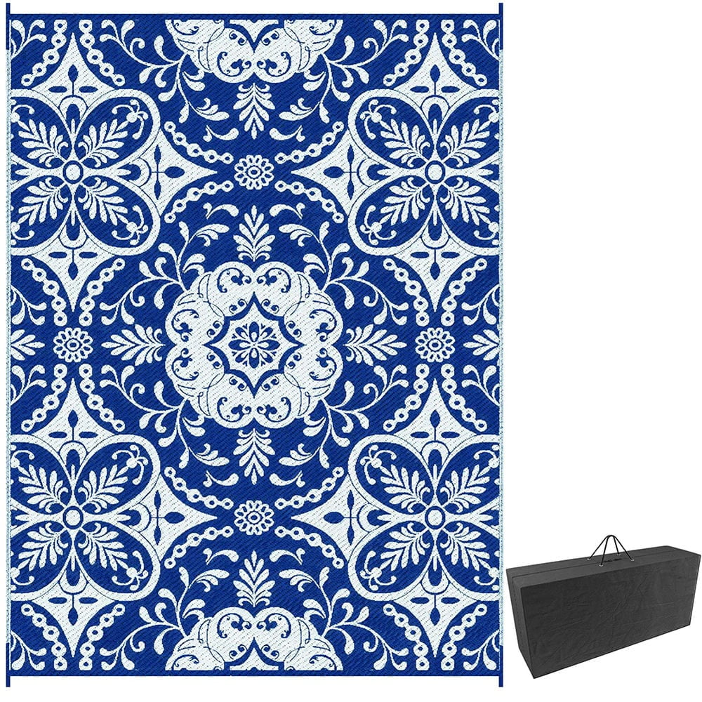 Spaco 9' x 12' Waterproof Plastic Straw Floor Mat, Reversible Outdoor ...