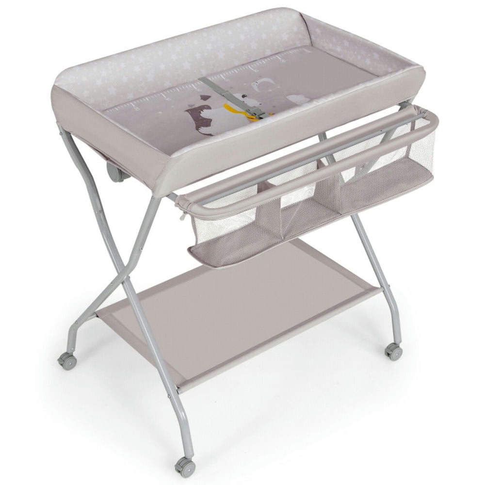 Spaco Baby Changing Table with Safety Belt and 4-side Defence-Gray ...