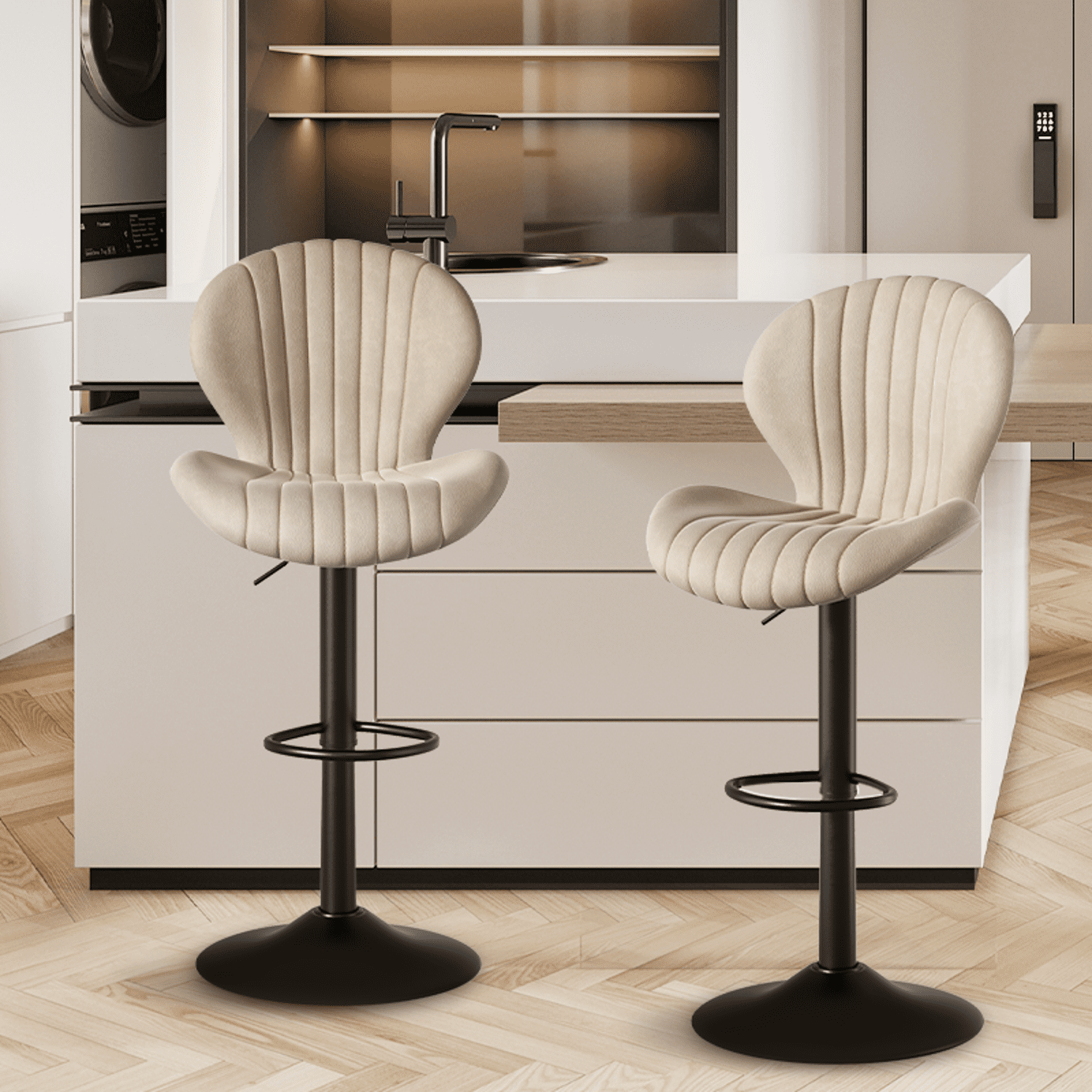 Spaco Bar Stools Set of 1, Modern Swivel, High Backrest, Counter Height ...