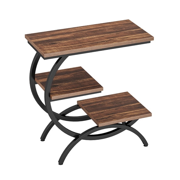 Spaco C-Shaped End Table, Industrial 3-Tier Side Table, Sofa-Side Table ...